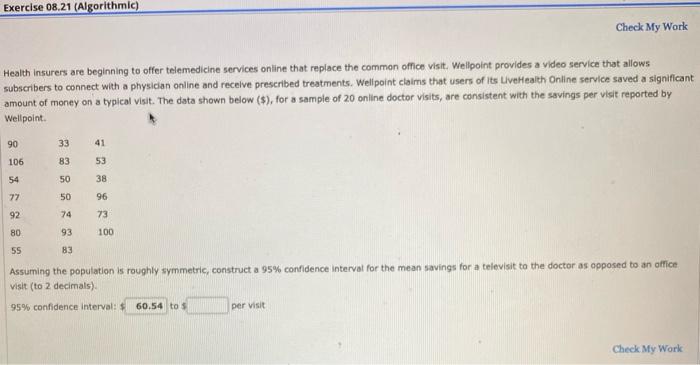 Solved Exercise 08.21 (Algorithmic) Check My Work Health | Chegg.com