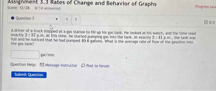 Solved Assignment 3.3 Rates of Change and Behavior of Graphs | Chegg.com