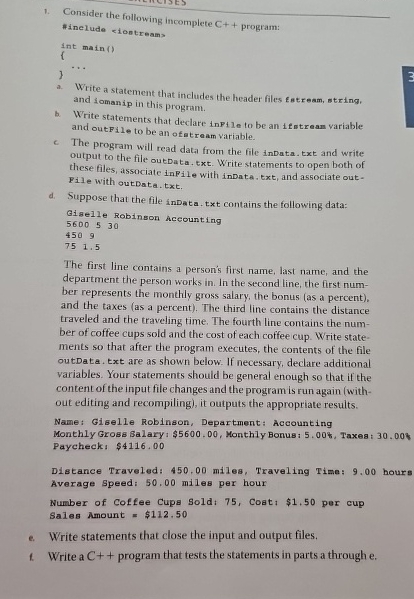 Solved Consider the following incomplete C++ ﻿program: | Chegg.com