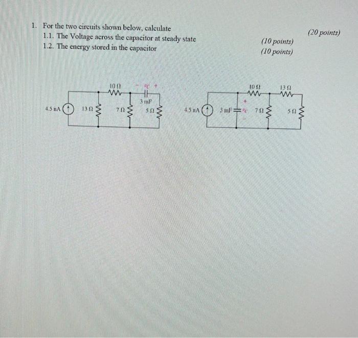 Solved 1. For the two circuits shown below, calculate 1.1. | Chegg.com