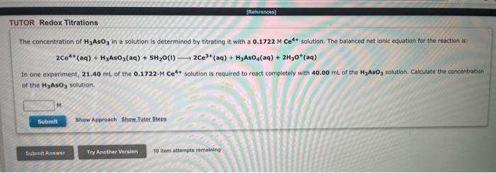 Solved The concentration of H3AsO3 in a solution is | Chegg.com