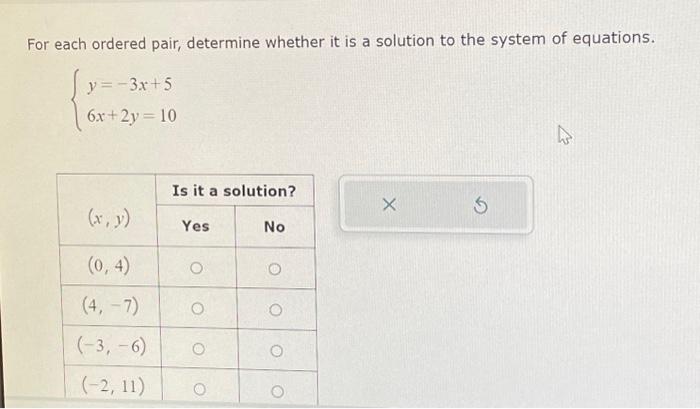 Solved For each ordered pair, determine whether it is a | Chegg.com