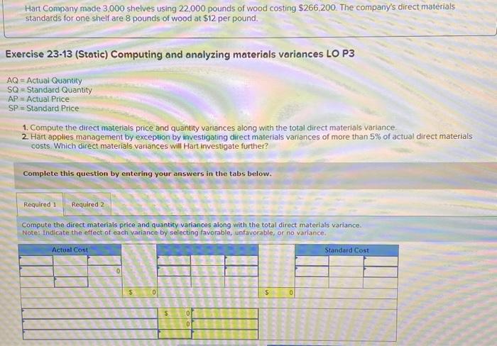 Solved Hart Company made 3,000 shelves using 22,000 pounds | Chegg.com
