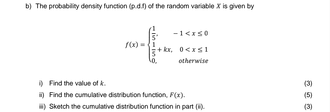 Solved b) ﻿The probability density function (p.d.f) ﻿of the | Chegg.com