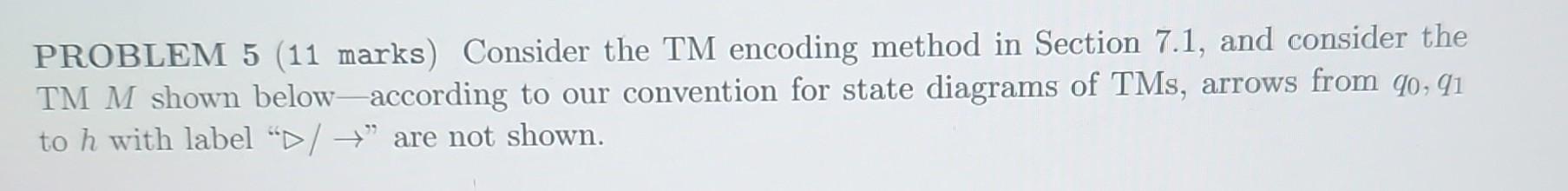 Solved PROBLEM 5 (11 marks) Consider the TM encoding method | Chegg.com