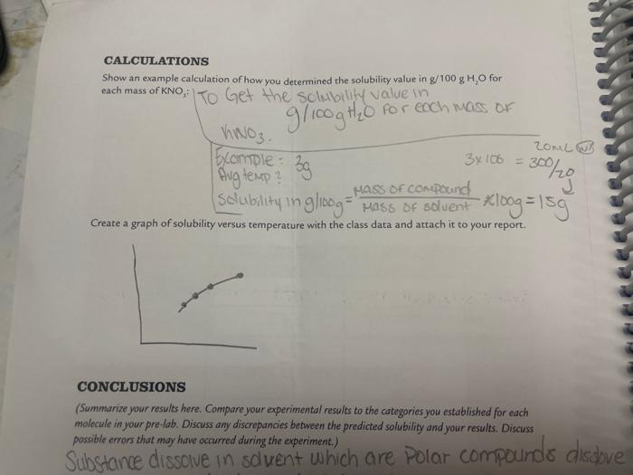 Solved CALCULATIONS Show an example calculation of how you | Chegg.com