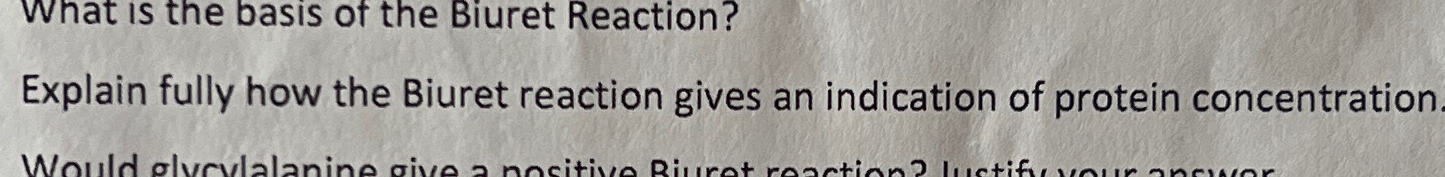 Solved What is the basis of the Biuret Reaction?Explain | Chegg.com