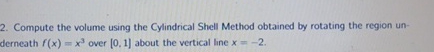 Solved Compute the volume using the Cylindrical Shell Method | Chegg.com