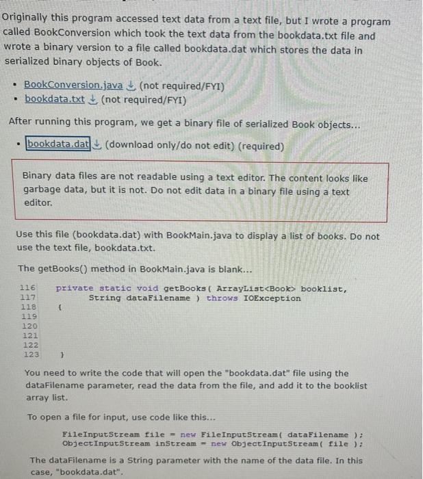 Binary Book File Given the followirig filest | Chegg.com