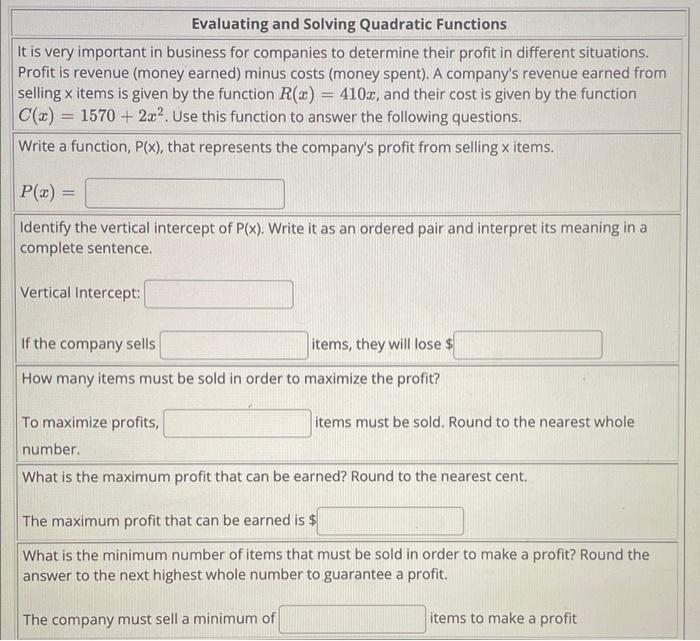 Solved Evaluating and Solving Quadratic Functions It is very | Chegg.com