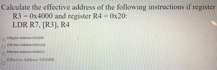 Solved Calculate the effective address of the following | Chegg.com
