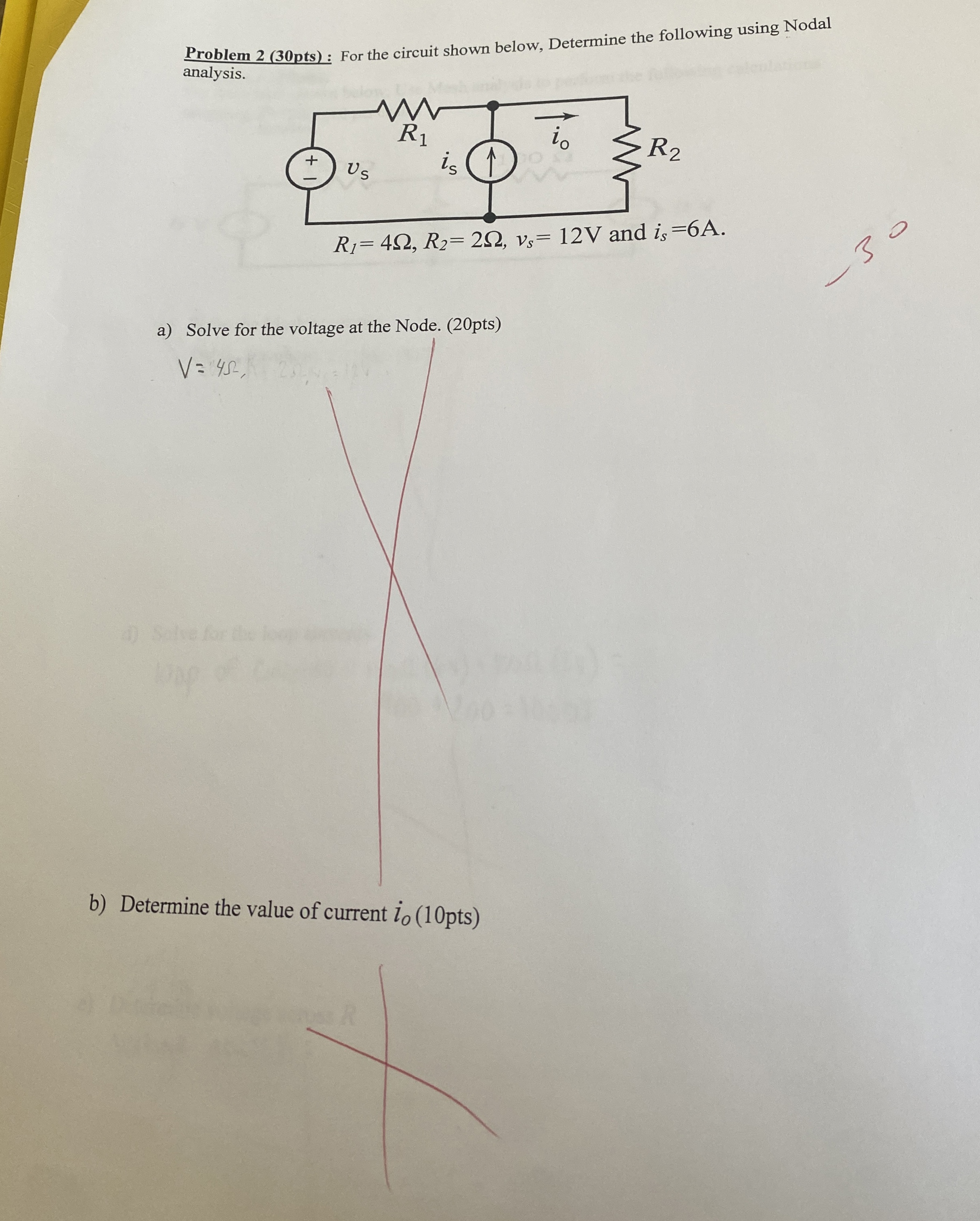 Solved Problem 2 (30pts): For the circuit shown below, | Chegg.com