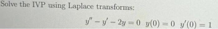Solved Solve the IVP using Laplace transforms: | Chegg.com