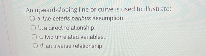 Solved An upward-sloping line or curve is used to | Chegg.com