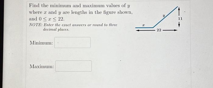 Solved Find the minimum and maximum values of where x and y | Chegg.com