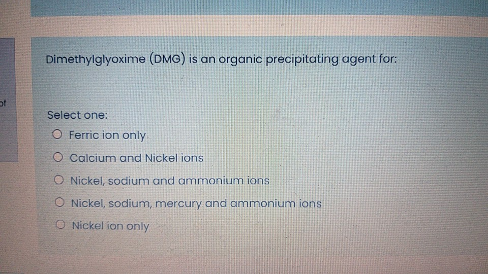 Solved Dimethylglyoxime (DMC) is an organic precipitating | Chegg.com