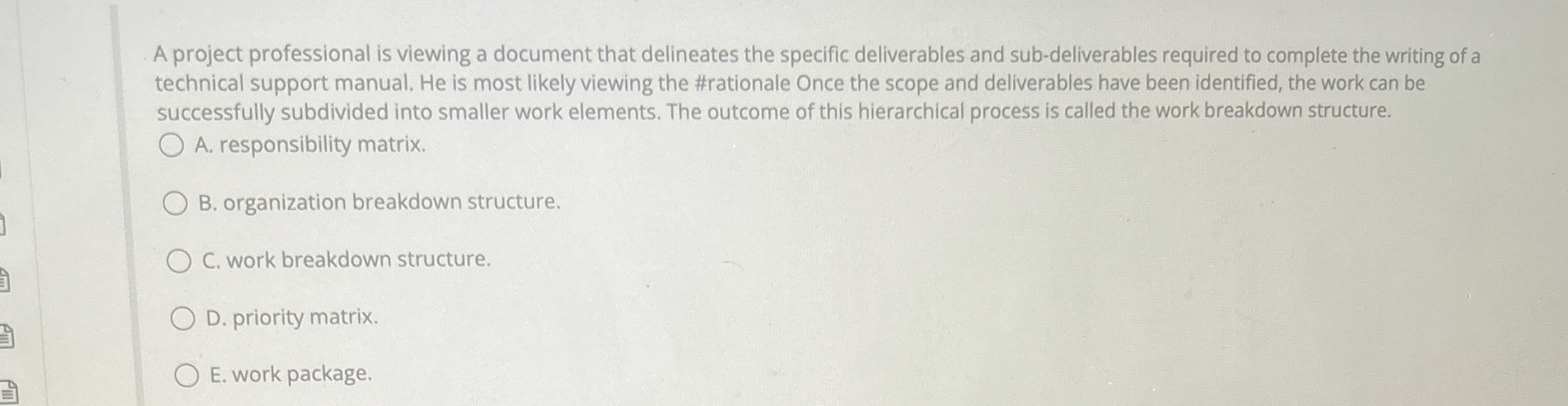 Solved A project professional is viewing a document that | Chegg.com