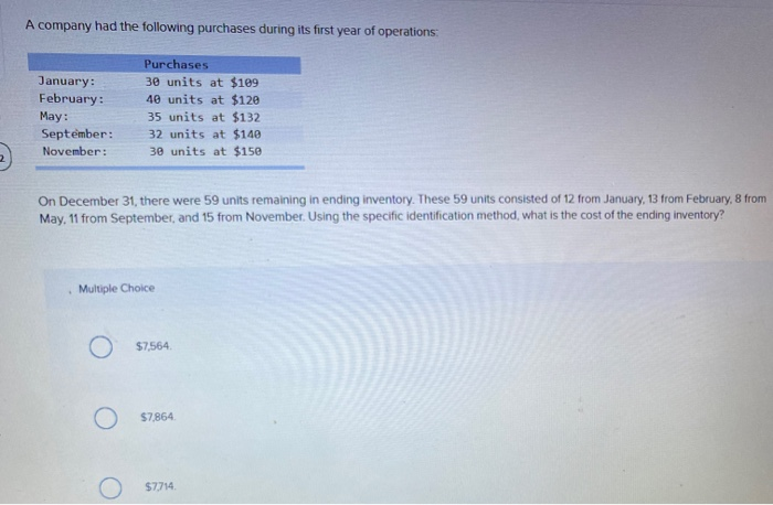 Solved A company had the following purchases during its | Chegg.com
