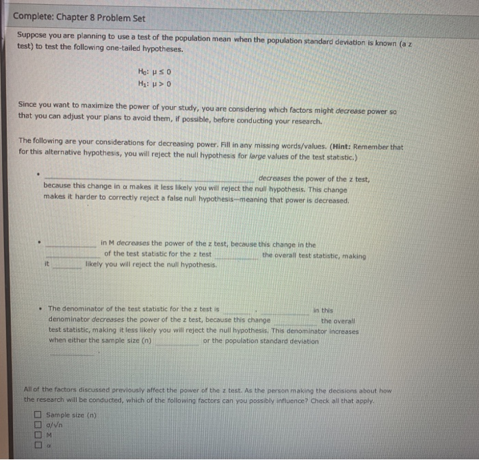 Solved Complete: Chapter 8 Problem Set Suppose you are | Chegg.com