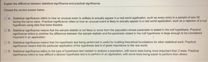 Solved Explain the difference between statistical | Chegg.com