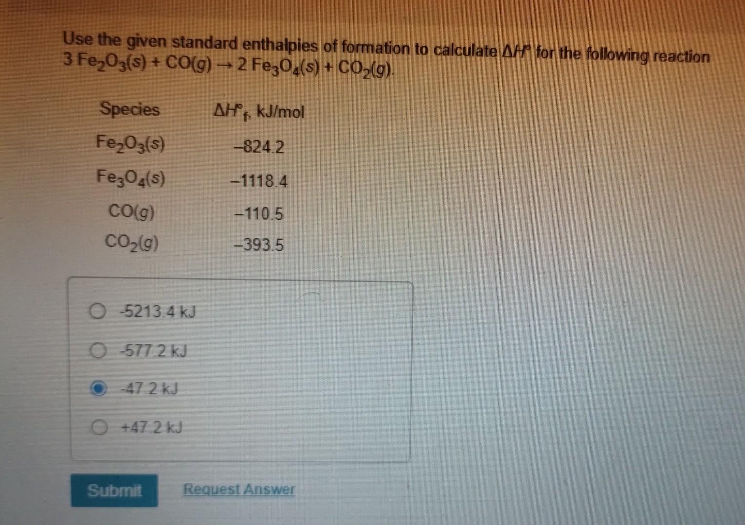 Solved Use the given standard enthalpies of formation to | Chegg.com