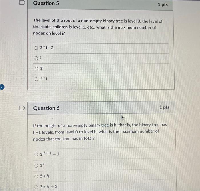 Solved If A Non Empty Binary Tree Has N Nodes What Is The 