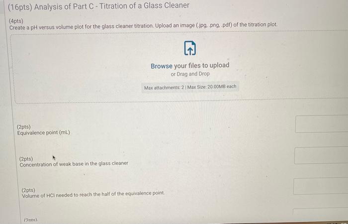 Solved (2pts) Equivalence point (mL) (2pts) Concentration of | Chegg.com