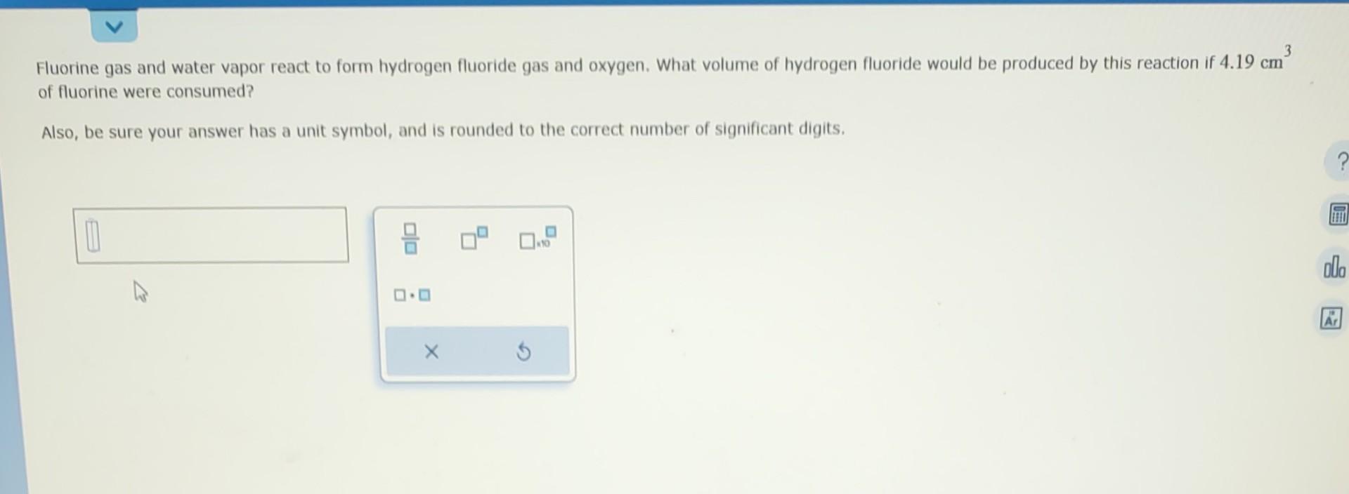 Solved fluorine gas and water vapor react to form hydrogen | Chegg.com
