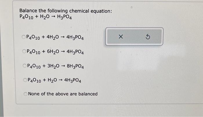 Solved Balance the following chemical equation: | Chegg.com