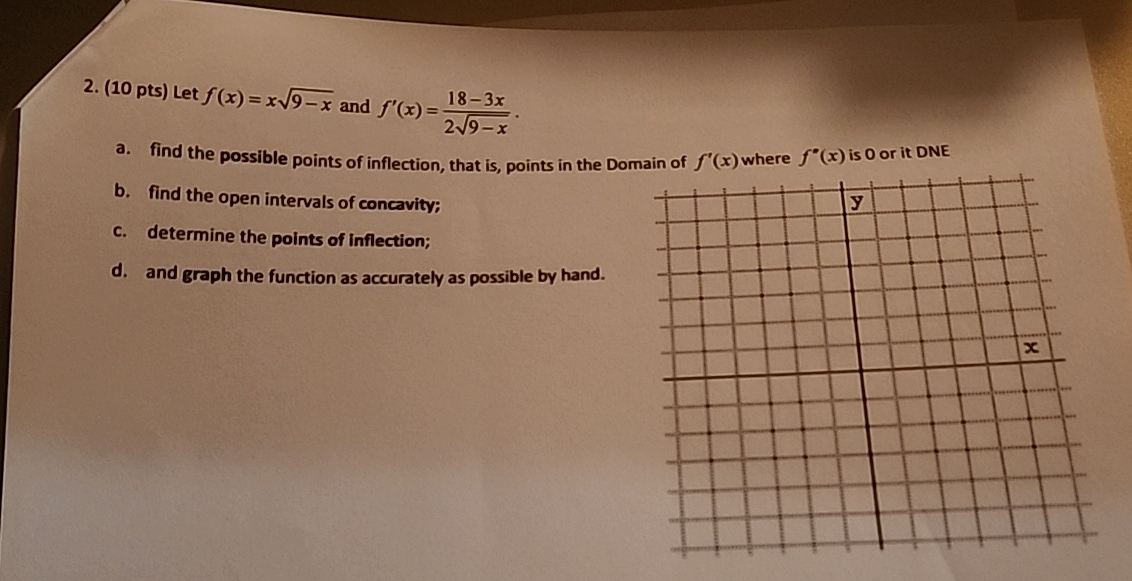 Solved (10 ﻿pts) ﻿Let f(x)=x9-x2 ﻿and f'(x)=18-3x29-x2.a. | Chegg.com