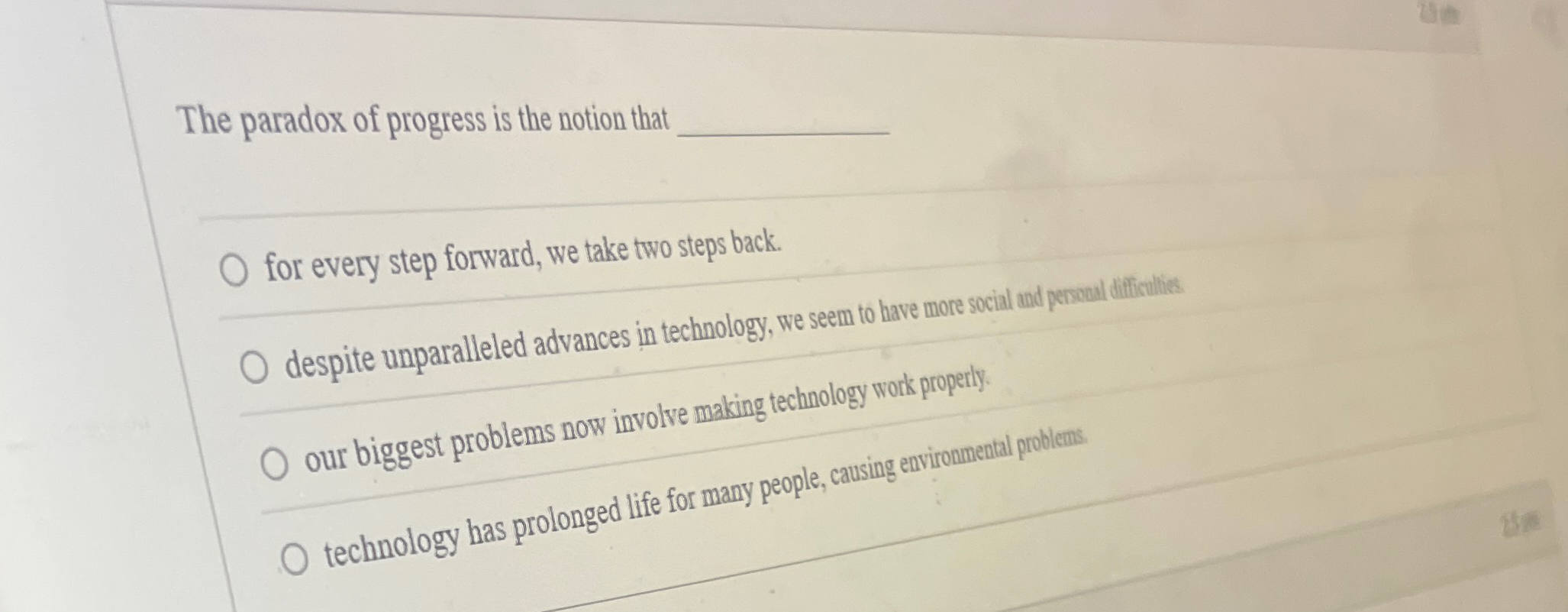 Solved The paradox of progress is the notion that q,for | Chegg.com