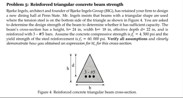 Solved Problem 5: Reinforced triangular concrete beam | Chegg.com