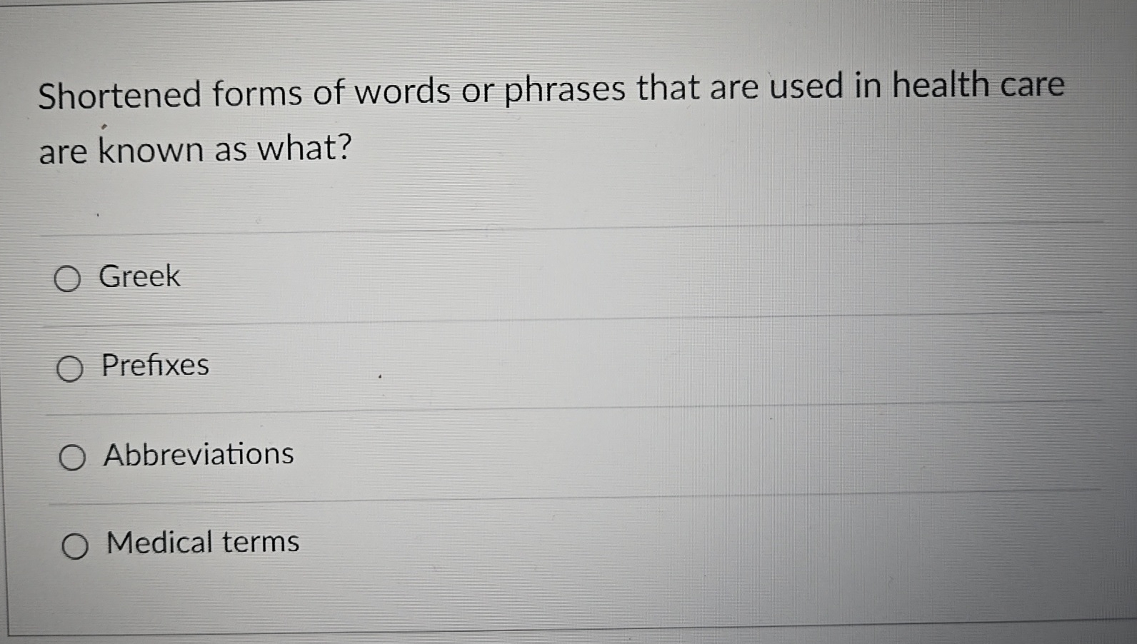 Solved Shortened forms of words or phrases that are used in | Chegg.com