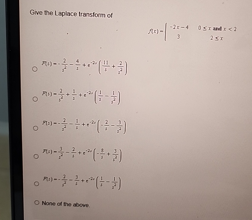 Solved Give the Laplace transform | Chegg.com