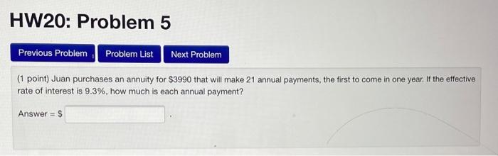 Solved HW20: Problem 5 Previous Problem Problem List Next | Chegg.com