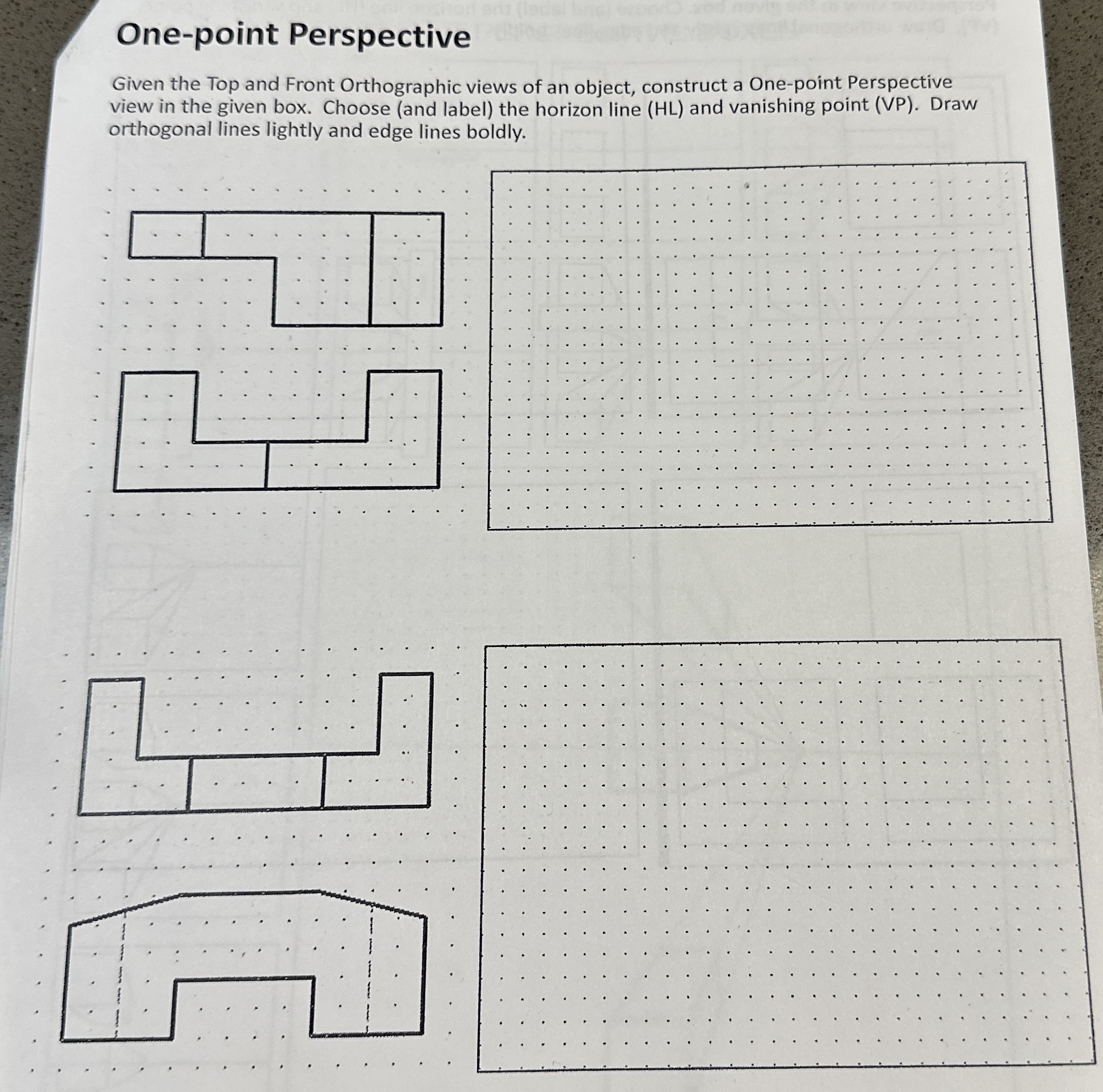 Please draw both!!!One-point PerspectiveGiven the Top | Chegg.com