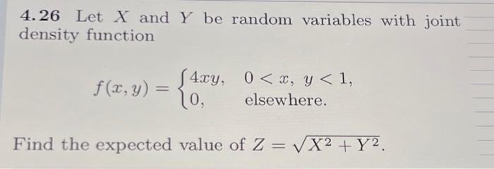 Solved 4.26 Let X and Y be random variables with joint | Chegg.com