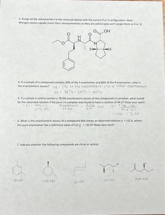 Solved 3. Assign al the stereocenters in the molecule below | Chegg.com