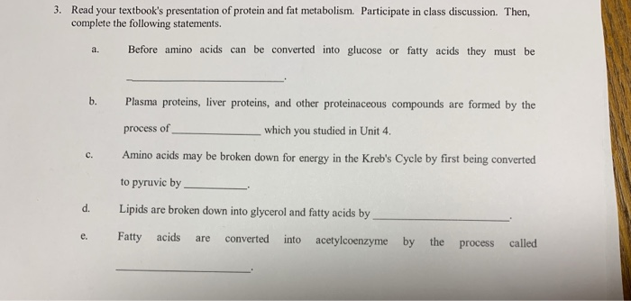Solved fill in the blanks. a. before amino acids can be | Chegg.com