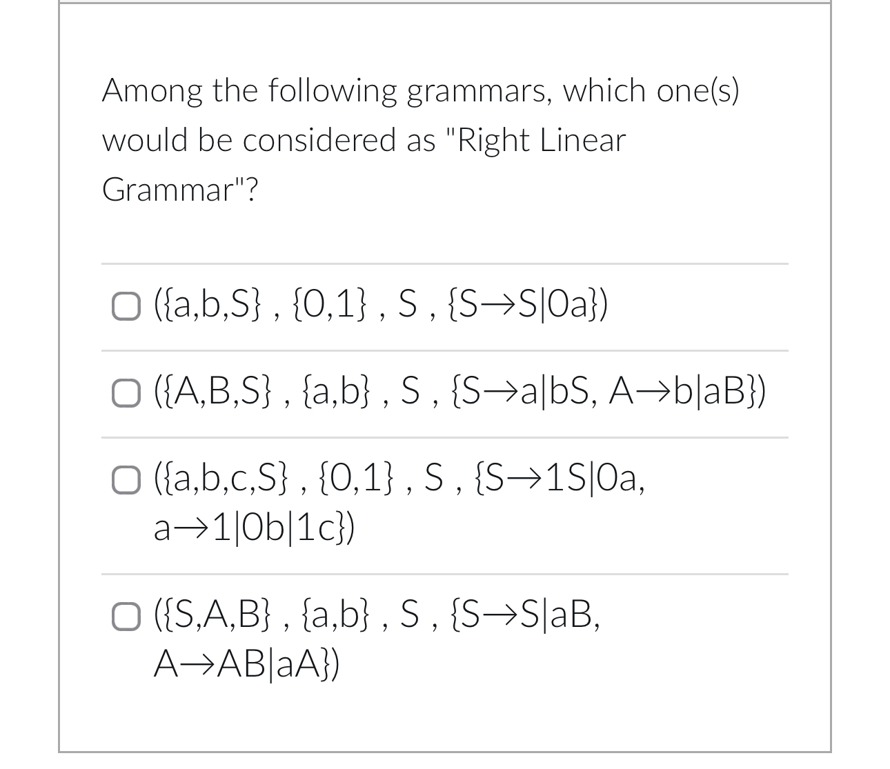 Solved Among the following grammars, which one(s) ﻿would be | Chegg.com