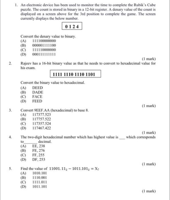 Solved 2. 3. 5. 1. An electronic device has been used to | Chegg.com
