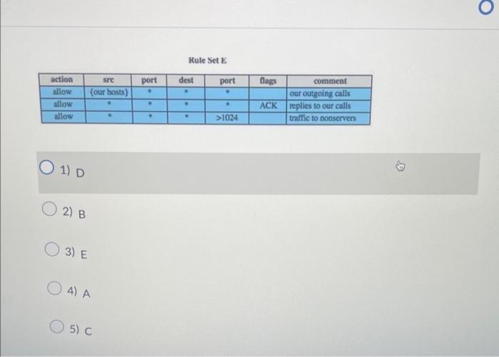 Solved Rule Set D Rule Set E 1) D 2) B 3) E 4) AWhich | Chegg.com