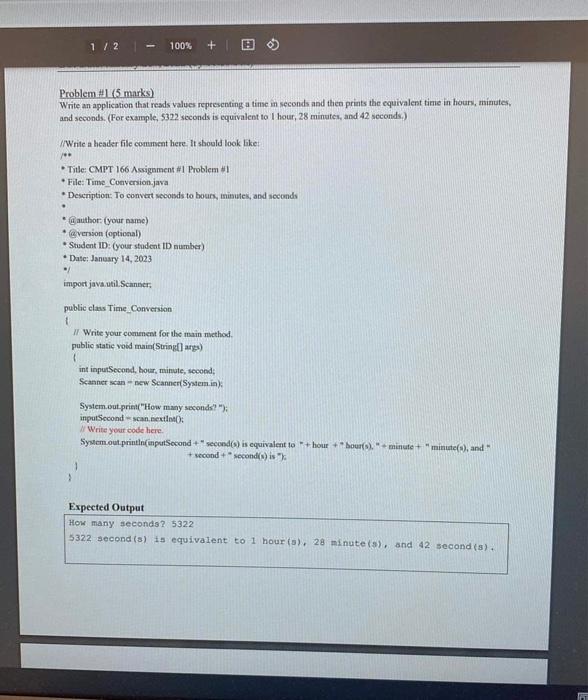 Solved Problem \# I ( (5marks) Write an application that | Chegg.com