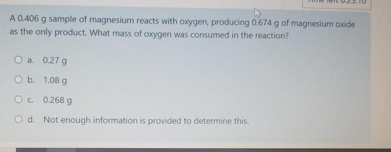 Solved A 0.406 g sample of magnesium reacts with oxygen, | Chegg.com