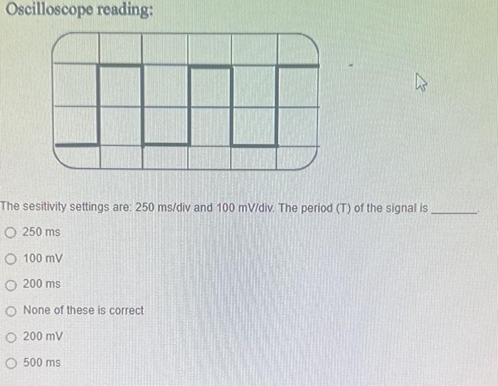 Solved Oscilloscope reading: The sesitivity settings are: | Chegg.com