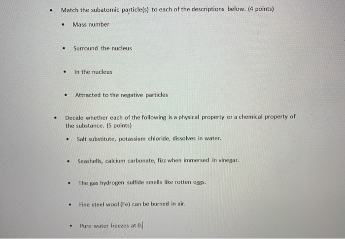 Solved Match the subatomic particle(s) to each of the | Chegg.com