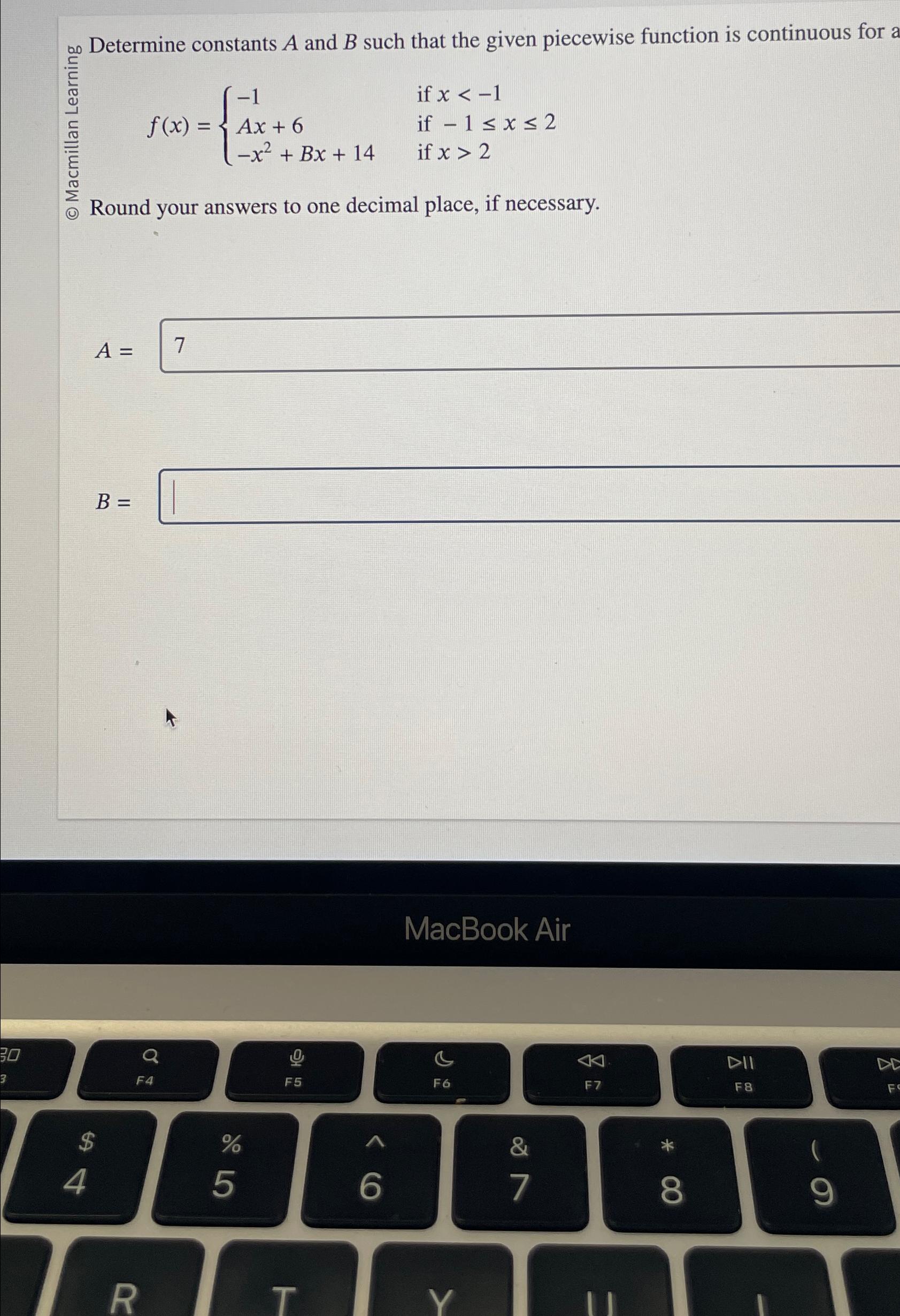 Solved Determine constants A and B ﻿such that the given | Chegg.com