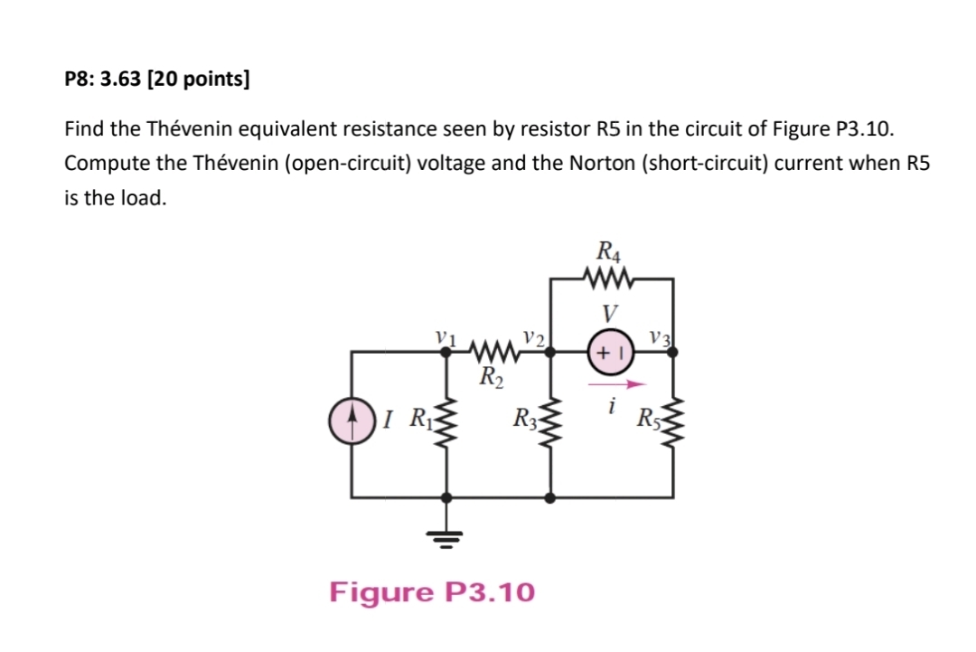 Solved P8: 3.63 [20 ﻿points] ﻿Find the Thévenin equivalent | Chegg.com
