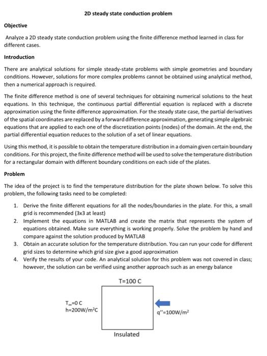 Solved 2D steady state conduction problem Objective Analyze | Chegg.com