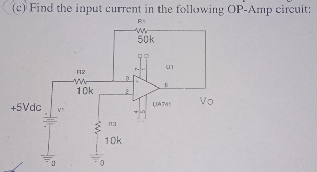 Solved (c) ﻿Find the input current in the following OP-Amp | Chegg.com
